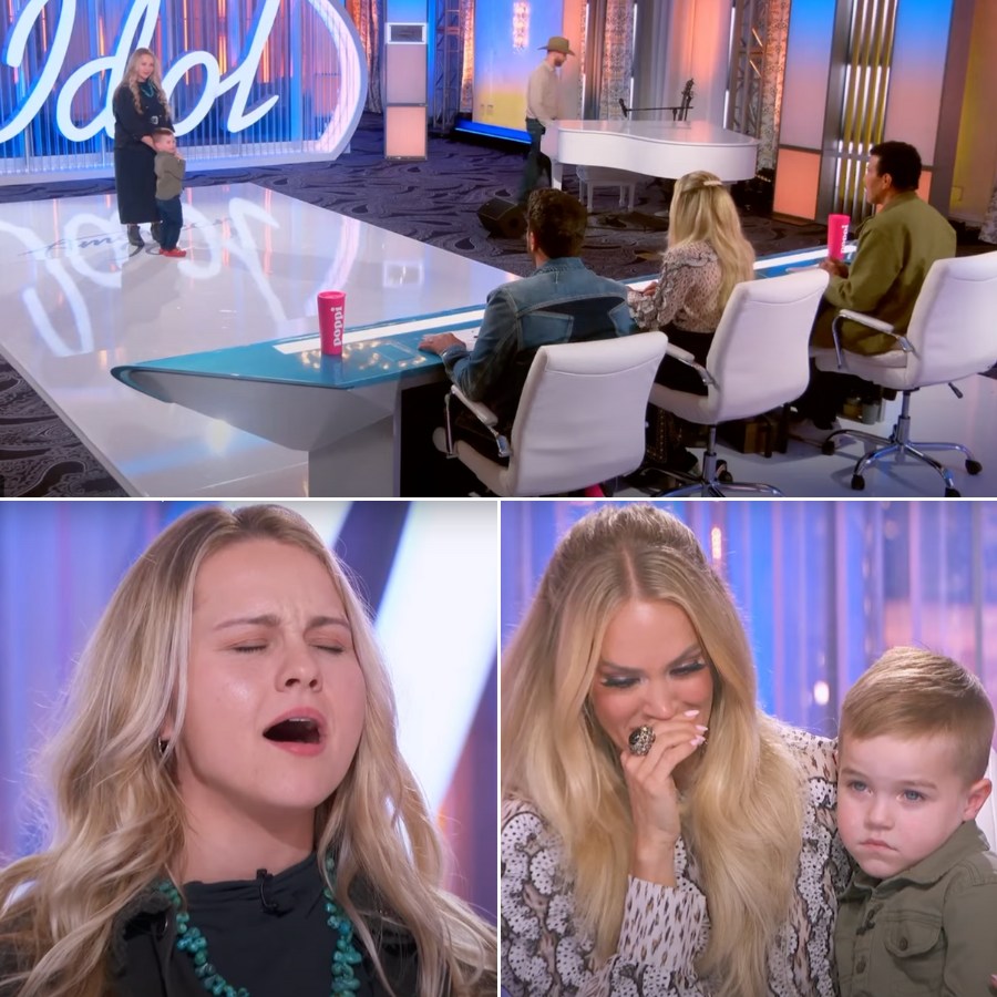 A 25-year-old stay-at-home mom took the American Idol stage with her toddler son in tow, ready ...